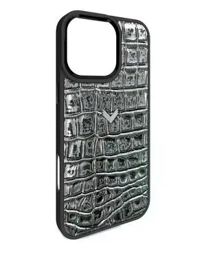 VELANTE Crocodile-texture Iphone 16 Pro Max Phone Case - Black