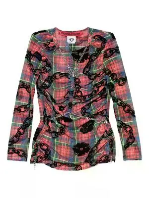 CHOPOVA LOWENA Chain-print Mesh Blouse