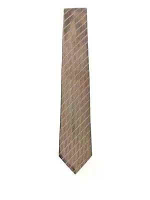 Emporio Armani Striped Silk Tie Neutrals