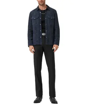 John Varvatos Jonah Herringbone Suede Shirt - Navy