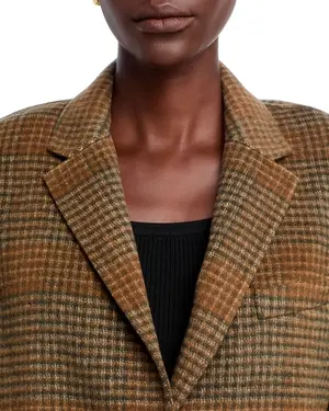 Theory Oversized Blazer In Plaid Wool-cashmere