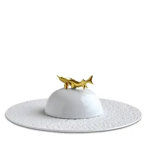Bernardaud Ecume Caviar Plate And Bell Cover - White