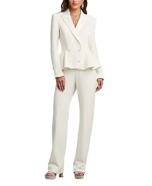 Tadashi Shoji Gilles Peplum Tuxedo Bridal Jumpsuit - Ivory