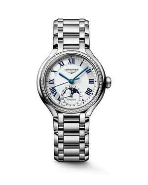 LONGINES Primaluna Moonphase 34mm Watch - White/silver