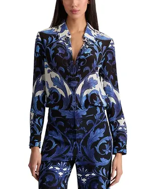 Alice + Olivia Willa Silk Printed Blouse - Regal Retreat