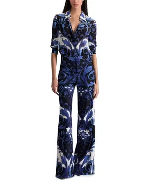 Alice + Olivia Willa Silk Printed Blouse - Regal Retreat