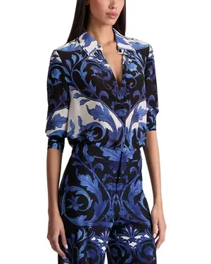 Alice + Olivia Willa Silk Printed Blouse - Regal Retreat