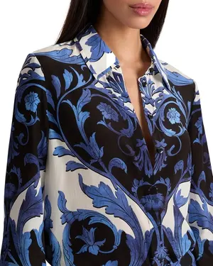 Alice + Olivia Willa Silk Printed Blouse - Regal Retreat
