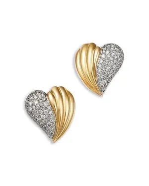Bloomingdale'S 14k Yellow Diamond Heart Stud Earrings - Gold