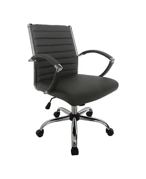 FURNITURE OF AMERICA Tioga 37-inch Faux Leather Height Adjustable Swivel Office Chair - Gray