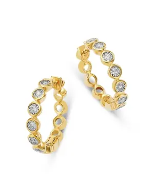 Bloomingdale'S Diamond And 14k Gold Small Hoop Earrings - Yellow Gold