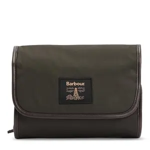 Barbour Wax Hanging Washbag - Olive/beacon