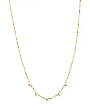 Zoe Chicco 14k Yellow Prong Diamond Square Bead Chain Necklace - Gold