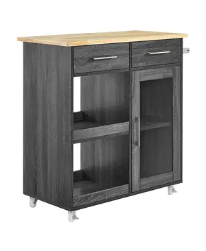 MODWAY Culinary Kitchen Cart With Towel Bar - Charcoal Natural