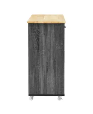 MODWAY Culinary Kitchen Cart With Towel Bar - Charcoal Natural