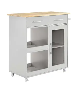 MODWAY Culinary Kitchen Cart With Towel Bar - Light Gray Natural
