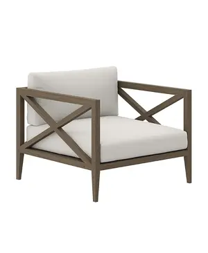 MODWAY Northlake Outdoor Patio Teak Armchair - Weathered Gray White