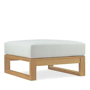 MODWAY Upland Outdoor Patio Teak Ottoman - Natural White