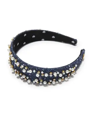 Lele Sadoughi Cher Faux Pearl Sprinkle Headband - Denim