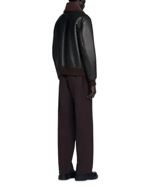 Sandro Reversible Shearling Jacket - Chocolate