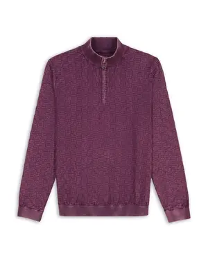 Robert Graham Aubin Quarter Zip Sweater - Dark Purple