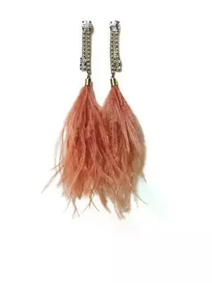 TWINSET Crystal-embellished Feather Drop Earrings - Gold