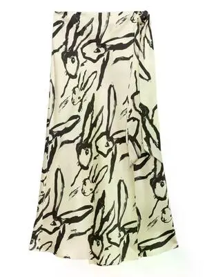 MSGM Rabbit-print Wrap Skirt