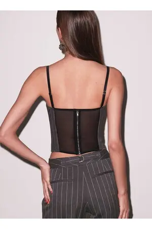 Fleur Du Mal Maxwell Pinstripe Bustier