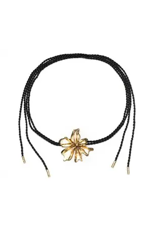Natori Plated Brass Floral Pendant Belt - Gold