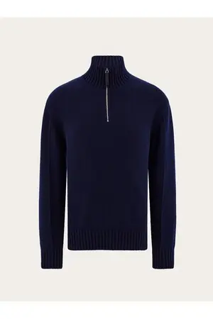 FERRAGAMO High Neck Cashmere Pullover - Navy