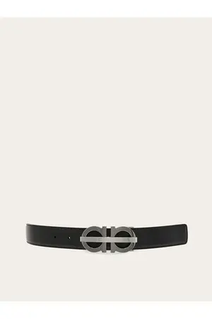 FERRAGAMO Reversible And Adjustable Gancini Belt - Black