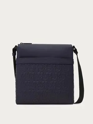 FERRAGAMO Embossed Gancini Messenger Bag - Blue