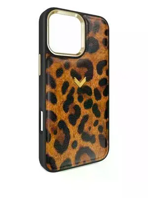 VELANTE Leopard-print Iphone 16 Pro Max Case - Brown