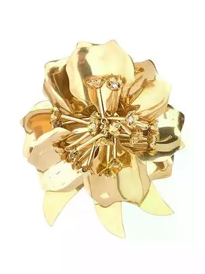 Miu Miu Flower-motif Brooch - Gold