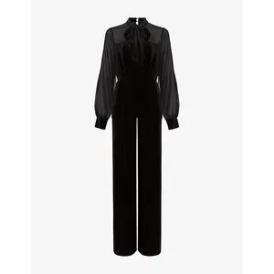 PHASE EIGHT Magie Tie-neck Long-sleeve Jumpsuit - Black