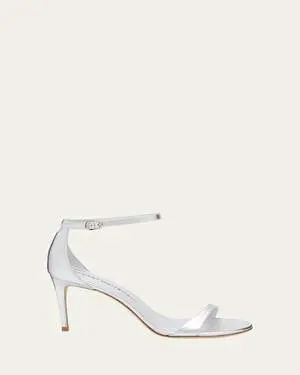 STUART WEITZMAN Nudist Ii Metallic Ankle-strap Sandals - Silver