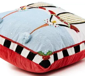 MACKENZIE-CHILDS Santa Penguins Throw Pillow