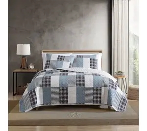 Eddie Bauer Camano Island Plaid Blue Cotton Twi N Quilt Set - One-color