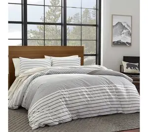 Eddie Bauer Cooper Stripe Grey King Duvet Cover Set - One-color