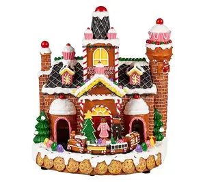 EVERGREEN 11'h Led Musical Gingerbread House & Moving Train