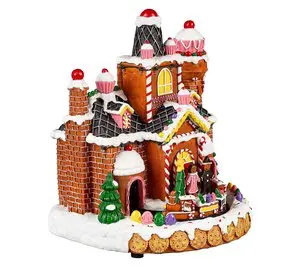 EVERGREEN 11'h Led Musical Gingerbread House & Moving Train