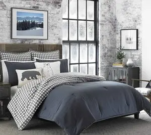 Eddie Bauer Kingston Grey Reversible Full/queen Comforter Set - One-color