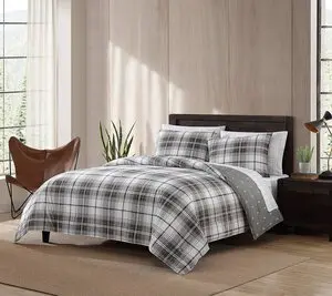 Eddie Bauer Alder Plaid Grey Cotton Full/queen Comforter Set