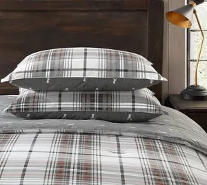 Eddie Bauer Alder Plaid Grey Cotton Full/queen Comforter Set