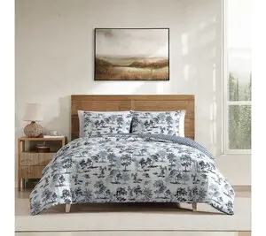 Eddie Bauer Vintage Blue Toile Cotton King Comf Orter Set - One-color