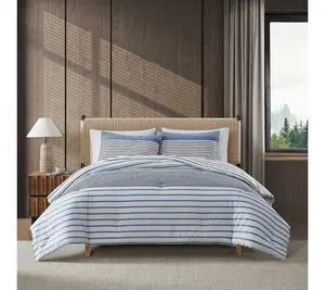 Eddie Bauer Cooper Stripe Blue King Duvet Cover Set - One-color