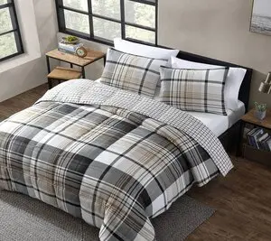 Eddie Bauer Normandy Plaid Beige King Comforter Set