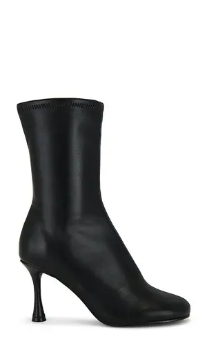 Black Mid Heel Zip Up Boots