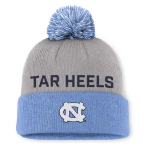 JORDAN North Carolina Primetime Peak College Cuffed Pom Beanie - Grey