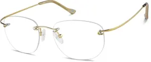 Zenni Rectangle Rimless Eyeglasses With Titanium Frame - Gold